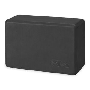 fila accessories yoga block - eva foam blocks for support, balance & stability | yoga, pilates, barre, stretching, meditation - black