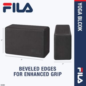 FILA Accessories Yoga Block - EVA Foam Blocks for Support, Balance & Stability | Yoga, Pilates, Barre, Stretching, Meditation - Black