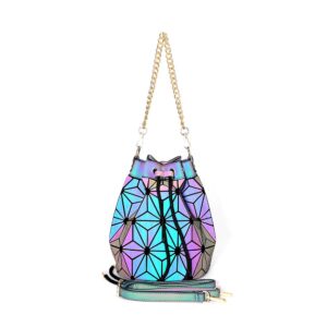 chic boutique de mode geometric luminous purses handbags holographic crossbody shoulder bag (chain)