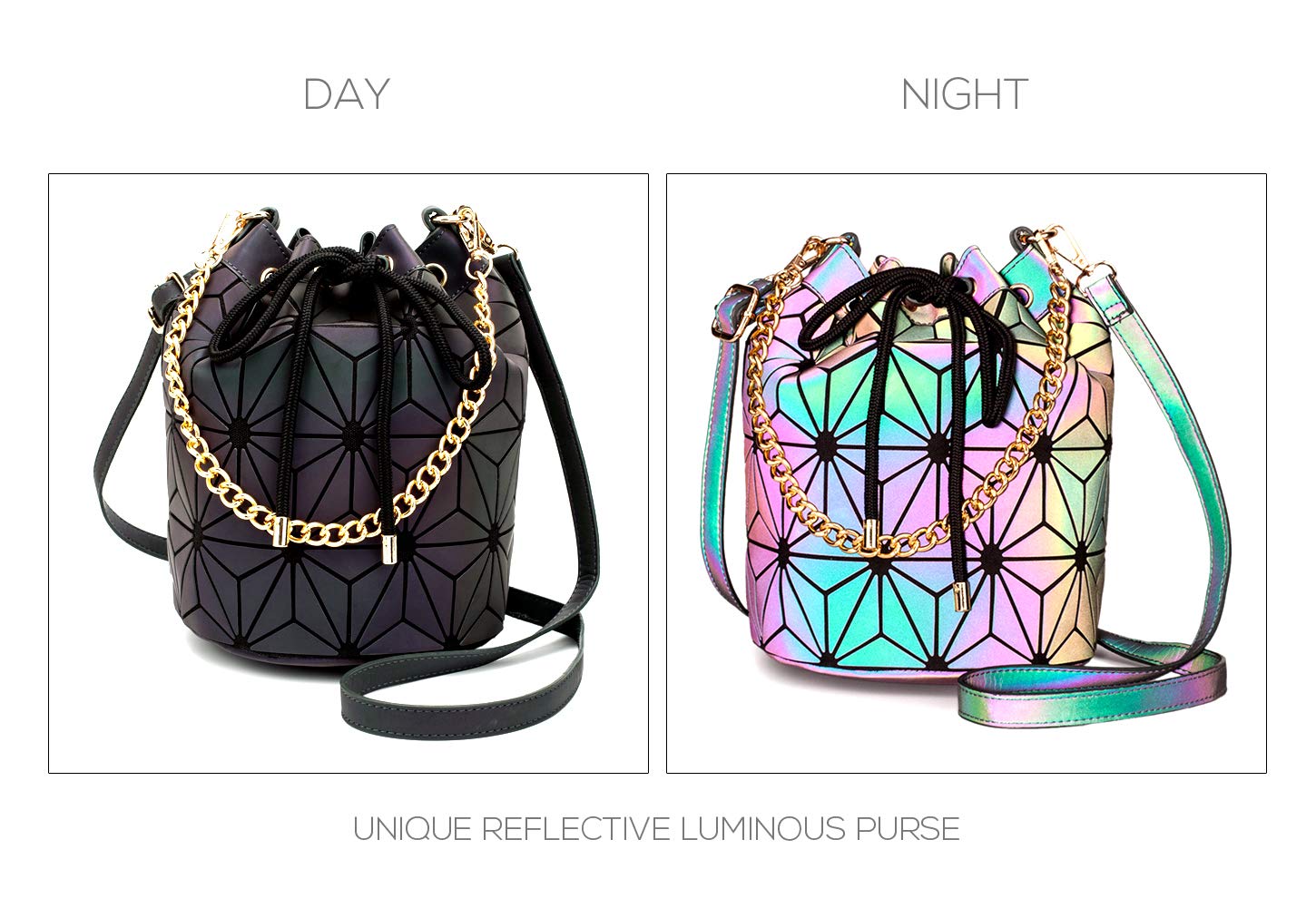 Chic Boutique De Mode Geometric Luminous Purses Handbags Holographic Crossbody Shoulder Bag (Chain)