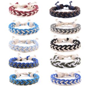 hemp bracelet handmade braided woven friendship bracelets bulk for men women's anklet adjustable