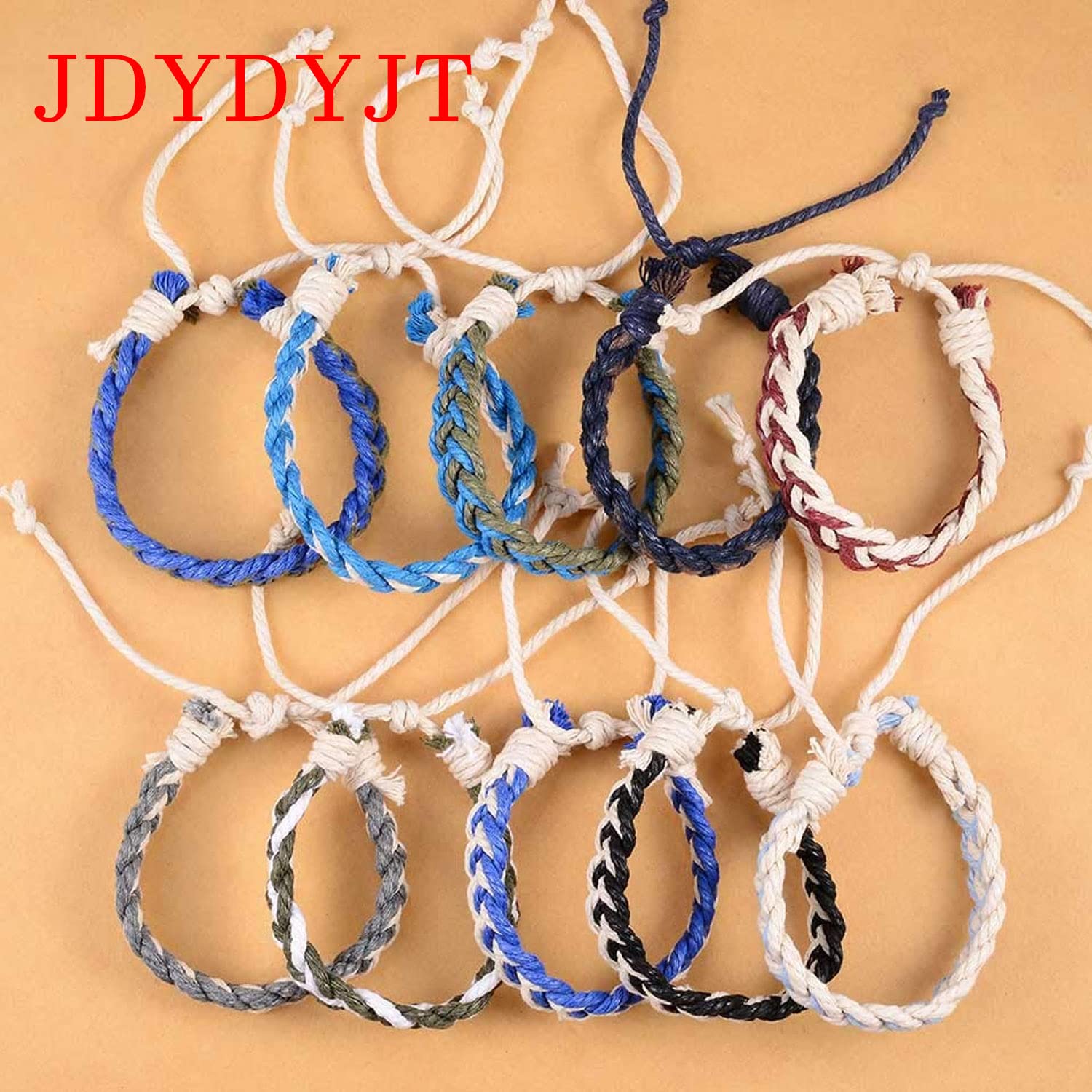 Hemp Bracelet Handmade Braided Woven Friendship Bracelets Bulk for Men Women's Anklet Adjustable