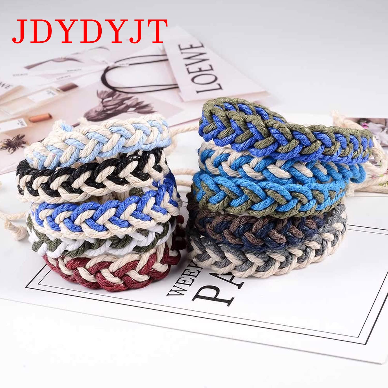 Hemp Bracelet Handmade Braided Woven Friendship Bracelets Bulk for Men Women's Anklet Adjustable