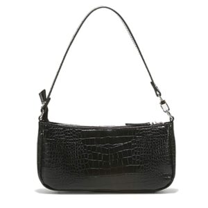 barabum retro classic clutch shoulder tote handbag with zipper closure for women (2-black)