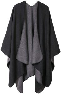 lncropo women's shawls wraps winter open front poncho cape oversized cardigan sweater,series 1-2-black