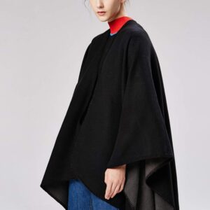 Lncropo Women's Shawls Wraps Winter Open Front Poncho Cape Oversized Cardigan Sweater,Series 1-2-black