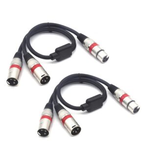 siyear balanced xlr splitter cable - xlr female to dual xlr male 3 pin patch y cable microphone splitter cord audio adapter (50cm-2pack)