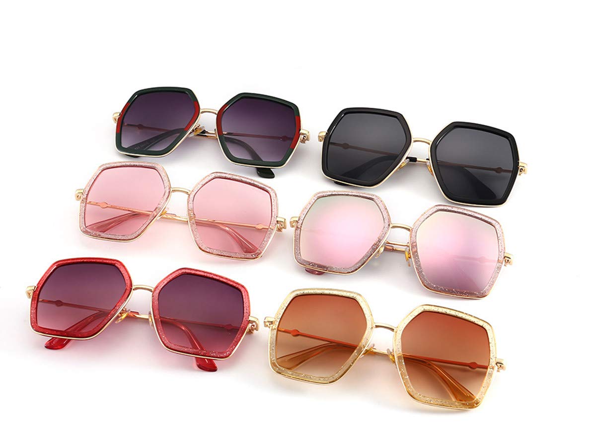 iKANOO Oversized Square Sunglasses for Women Hexagon Inspired Designer Style Shades (Champagne)