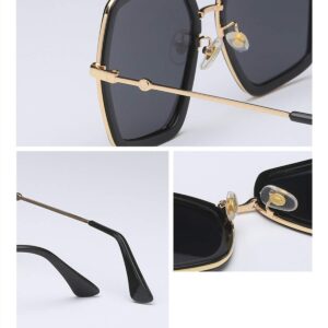 iKANOO Oversized Square Sunglasses for Women Hexagon Inspired Designer Style Shades (Champagne)