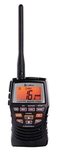 cobra marine radio - mr hh150 flt - 3 watt, floating, long range, handheld, vhf radio, noaa, international, waterproof, submersible, weather alerts, lcd screen, belt clip