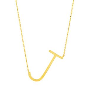 max + stone block 10k yellow gold letter necklace for women | personalized gold initial necklace for women | real gold pendant necklace with initial letter j on an 16-18 inch cable chain