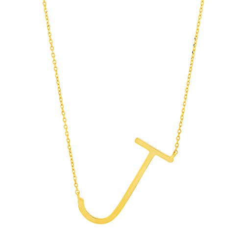 MAX + STONE Block 10k Yellow Gold Letter Necklace for Women | Personalized Gold Initial Necklace for Women | Real Gold Pendant Necklace with Initial Letter J on an 16-18 inch Cable Chain