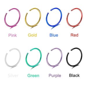 Greendou Fashion Jewelry Nose Hoop Ring,40pcs 22G Multicolor Nose Studs Rings,Stainless Steel Body Jewelry Piercing Nose Rings