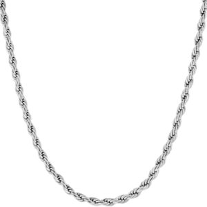 lifetime jewelry 3mm gold rope chain for men & women 24k real gold plated diamond cut gold chain necklace women & necklace for men 14 to 36 inch (18 inches, white gold)