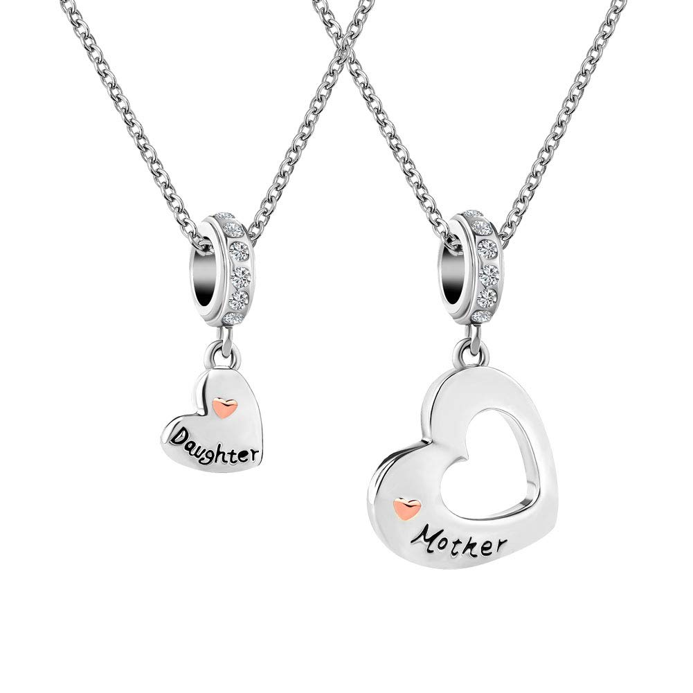 ShinyJewelry Mother Daughter Matching Love Heart Pendant Necklace Set for 2