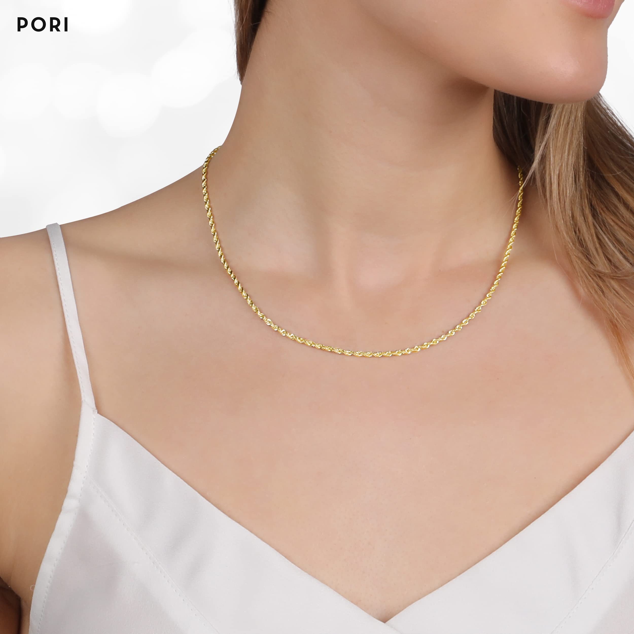 PORI JEWELERS 10K Gold 1.8MM Diamond Cut Rope Chain Necklace Unisex Sizes 16"-30" (20)