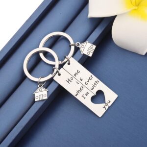 MYOSPARK Home Is wherever I Am With You Couple Keychain Set Housewarming Gift For Wife Husband girlfriend boyfriend (Home is Wherever I'm with You)