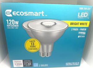 ecosmart 120-watt equivalent par38 dimmable energy star flood led light bulb bright white (2-pack)