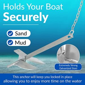 WindRider Boat Anchor Kit for Different Size Boats - Complete Boating Anchors - includes Fluke Anchor, Rope, Galvanized Steel Anchor Chain, and Shackles - Essential Pontoon Boat Anchor Kit