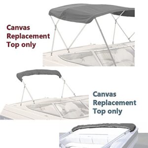 SavvyCraft 4 Bow Bimini Top Replacement Cover, Durable Marine Grade Canvas Boat Canopy, Easy Install Zipper Sleeves, 4 Bow 96" L 91"-96" W Gray Color