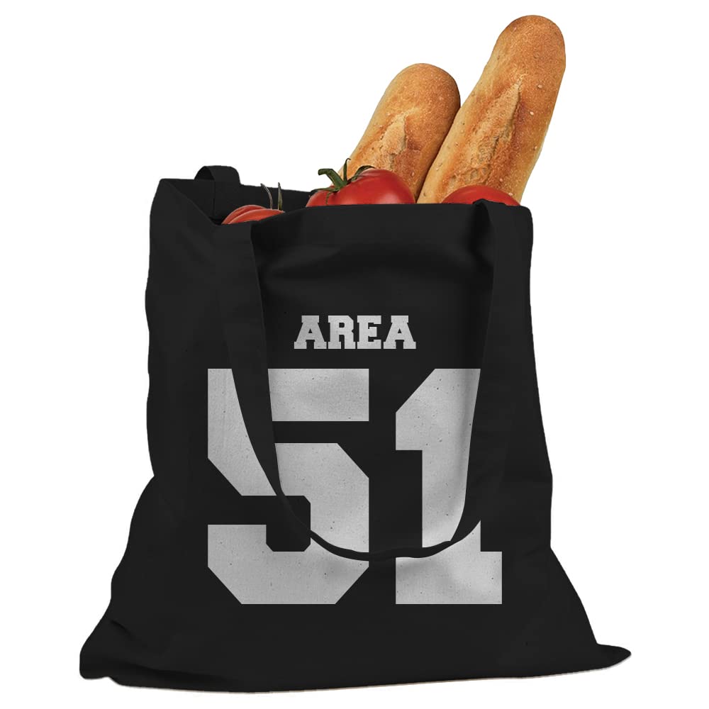 Area 51 Jersey Large Black Canvas Tote Bag