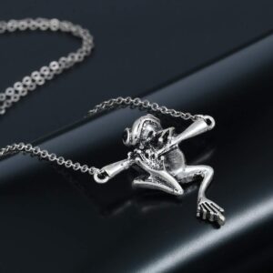 Caiyao Cute Hanging Frog Pendant Necklace Vintage Silver Plated Funny Animal Necklace for Women Men(Vintave)