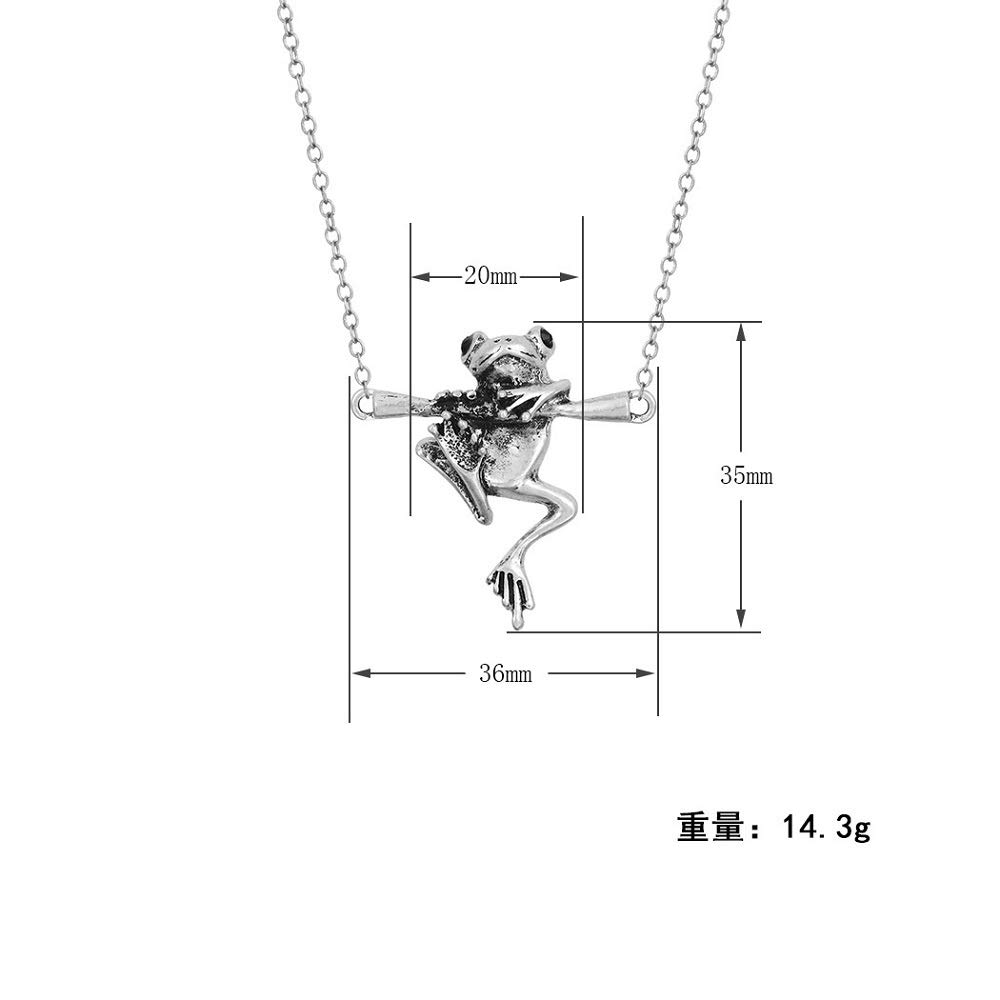 Caiyao Cute Hanging Frog Pendant Necklace Vintage Silver Plated Funny Animal Necklace for Women Men(Vintave)