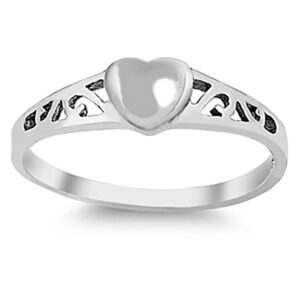 CloseoutWarehouse 925 Sterling Silver Heart Filigree Ring Size 11