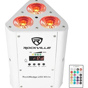 Rockville RGBWA+UV Rechargeable Wireless Wash DJ Up-Light in White (RockWedge LED