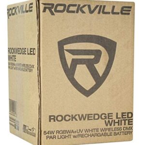 Rockville RGBWA+UV Rechargeable Wireless Wash DJ Up-Light in White (RockWedge LED