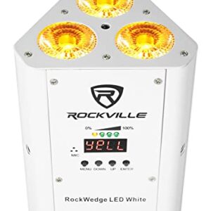 Rockville RGBWA+UV Rechargeable Wireless Wash DJ Up-Light in White (RockWedge LED