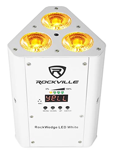 Rockville RGBWA+UV Rechargeable Wireless Wash DJ Up-Light in White (RockWedge LED