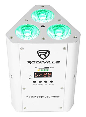 Rockville RGBWA+UV Rechargeable Wireless Wash DJ Up-Light in White (RockWedge LED