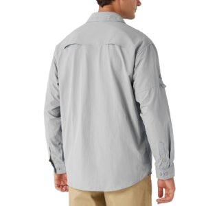 NAVISKIN Men's Sun Protection Fishing Shirts UPF 50+ Long Sleeve Sun Shirts for Men PFG Hiking Travel Shirts Grey Size M