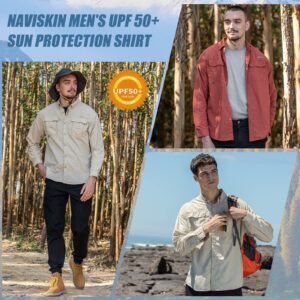 NAVISKIN Men's Sun Protection Fishing Shirts UPF 50+ Long Sleeve Sun Shirts for Men PFG Hiking Travel Shirts Grey Size M