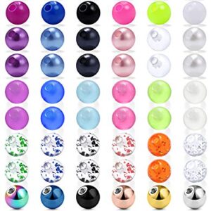 Ftovosyo 14G 60PCS Mix Color Replacement Balls Jewelry Piercing Stainless Steel & Clear Acrylic Barbell Parts for Industrial Barbell/Nipple Rings/Tongue Rings Silver-tone Rose Gold Black 3mm