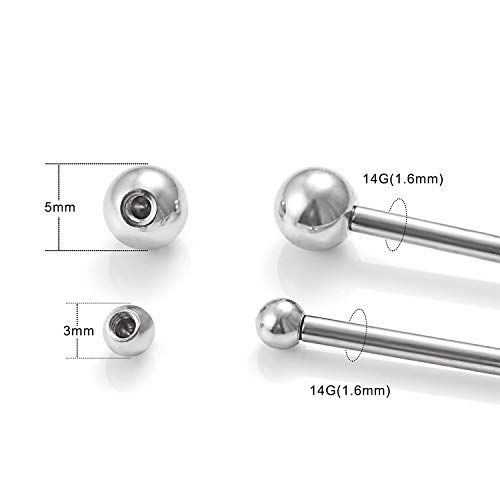 Ftovosyo 14G 60PCS Mix Color Replacement Balls Jewelry Piercing Stainless Steel & Clear Acrylic Barbell Parts for Industrial Barbell/Nipple Rings/Tongue Rings Silver-tone Rose Gold Black 3mm