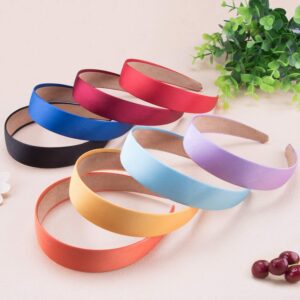 SIQUK 24 Pieces Satin Headbands 1 Inch Wide Headband Colorful Non-slip Hard Headbands for Women and Girls, 24 Colors