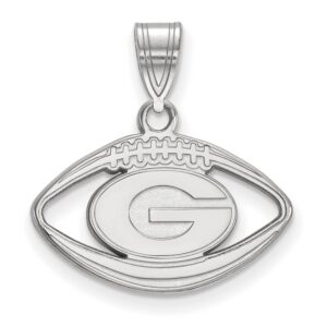 jewelry stores network university of georgia bulldogs school letter inside football shaped pendant in sterling silver 14 mm x 20 mm