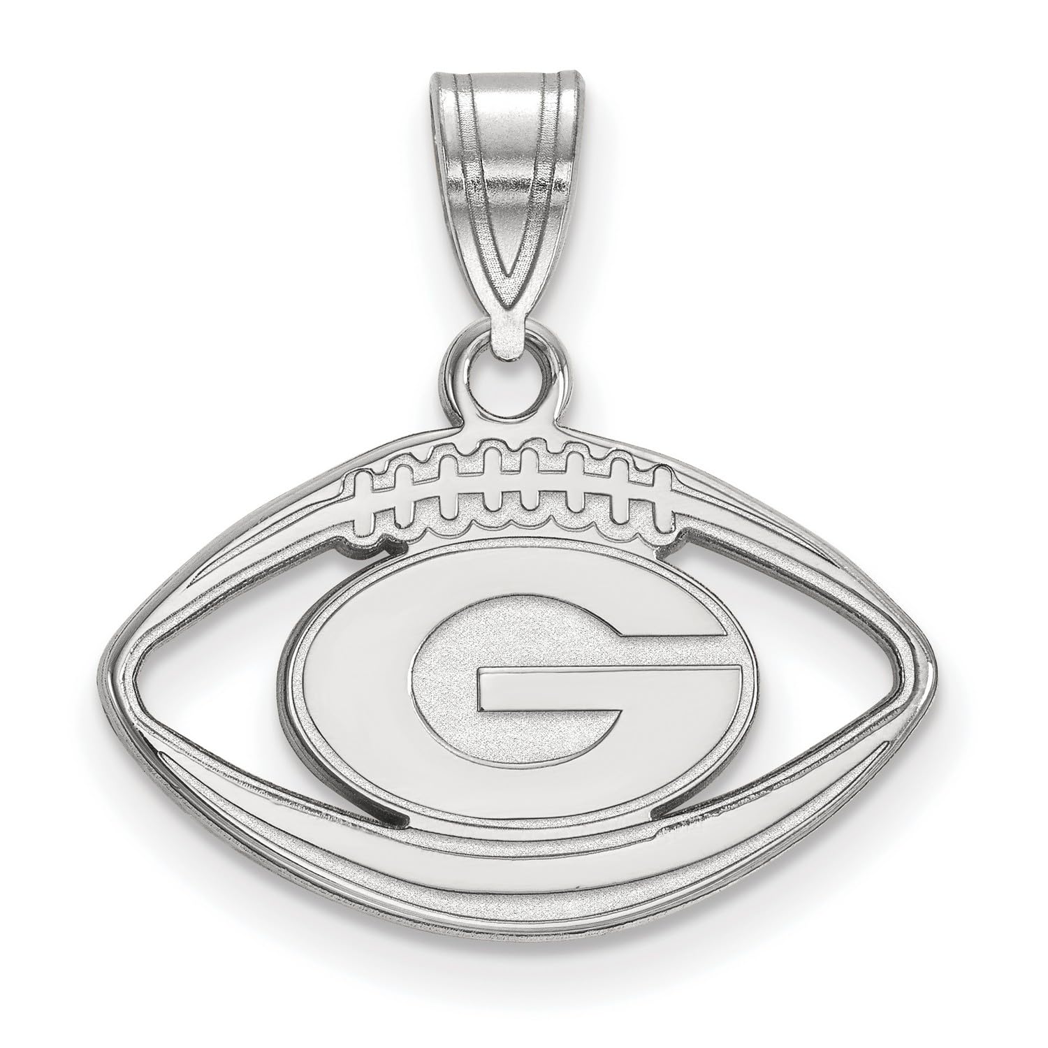 Jewelry Stores Network University of Georgia Bulldogs School Letter Inside Football Shaped Pendant in Sterling Silver 14 mm x 20 mm