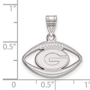 Jewelry Stores Network University of Georgia Bulldogs School Letter Inside Football Shaped Pendant in Sterling Silver 14 mm x 20 mm