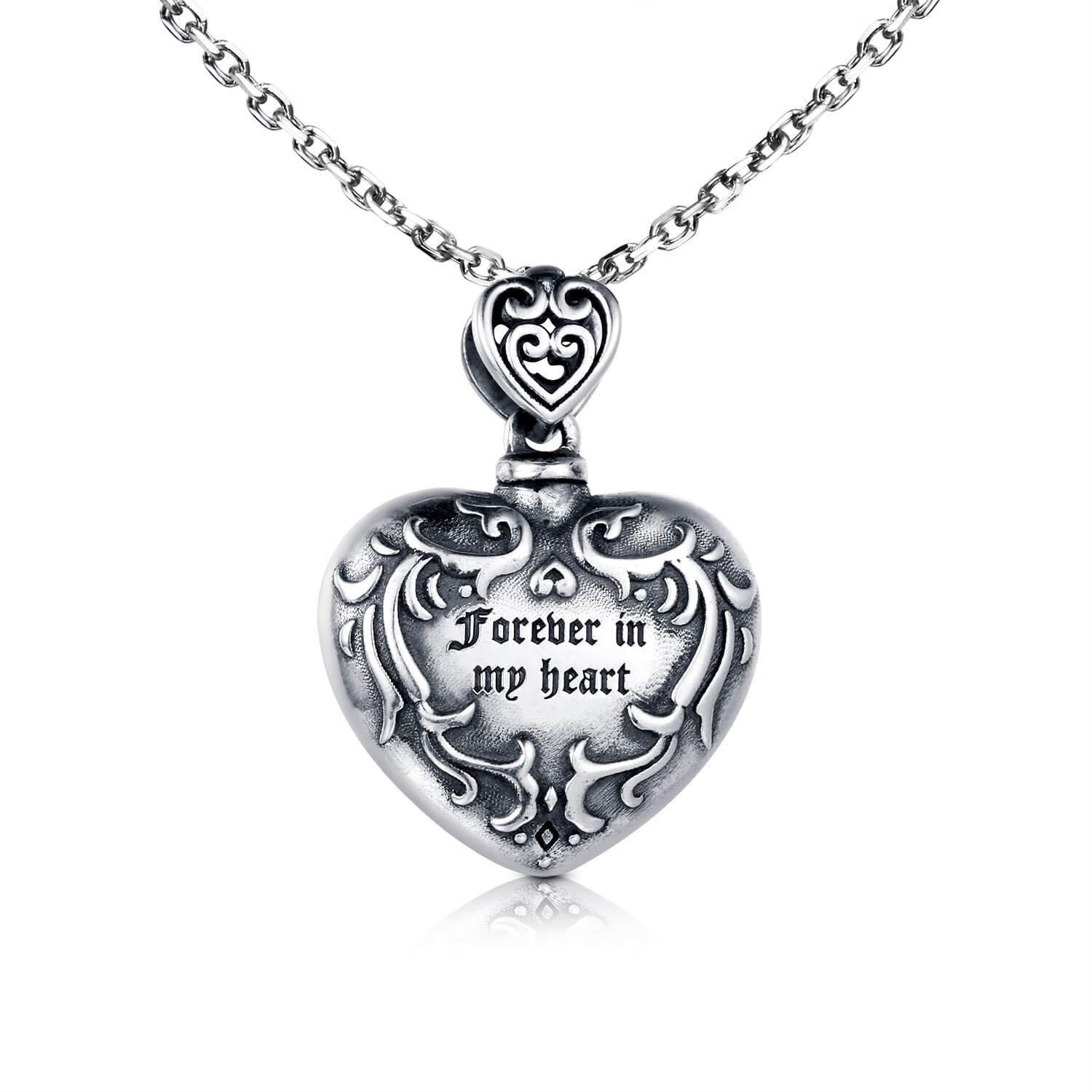 MANBU Sterling Silver Cremation Jewelry for Ashes: Urn Necklace Memorial Ash Pendant Bereavement Keepsake Gifts for Loss of a Loved One (heart urn necklace)