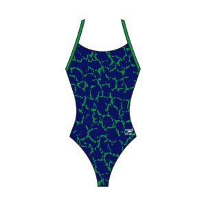 speedo women's wrack it up flyback navy/green 26