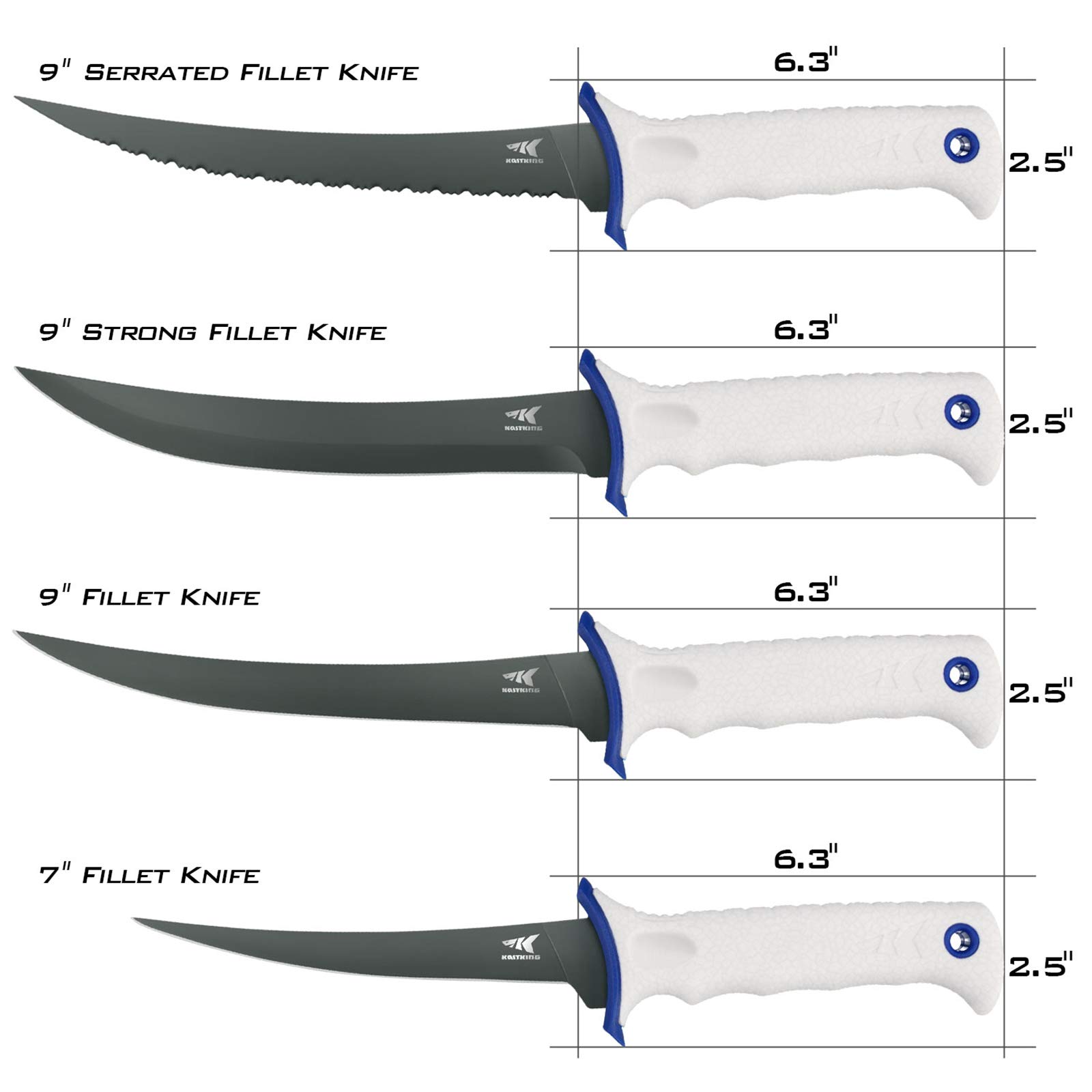 KastKing Spartacus Fillet Knife, Boning and Food Prep Knife, Razor Sharp 8Cr14 Stainless Steel Blade, 9 inch Strong Fishing Knife