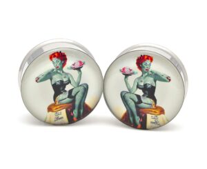 mystic metals body jewelry large gauge zombie pin up picture plugs - sold as a pair (1-3/8" (35mm))