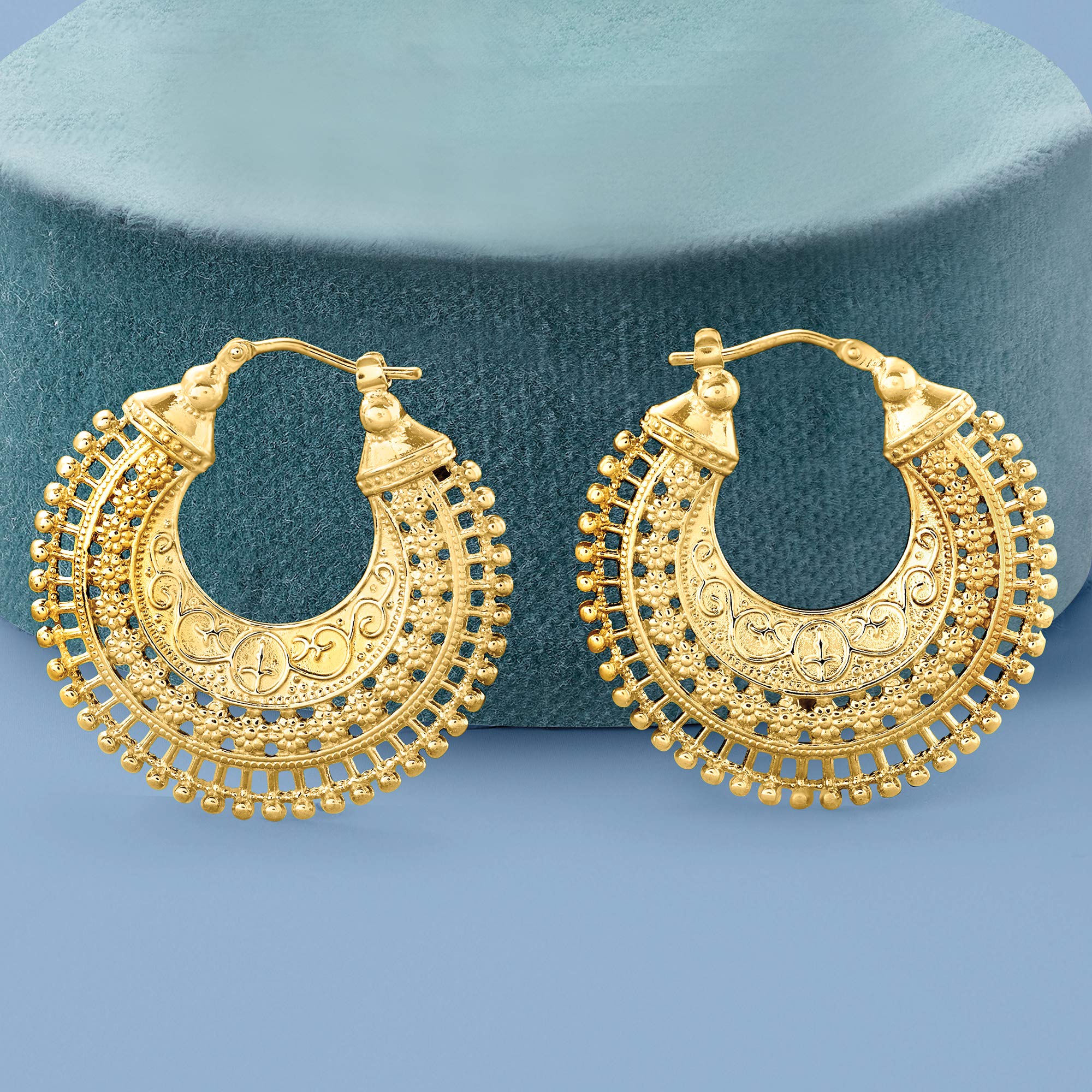 Ross-Simons Italian Embellished Hoop Earrings