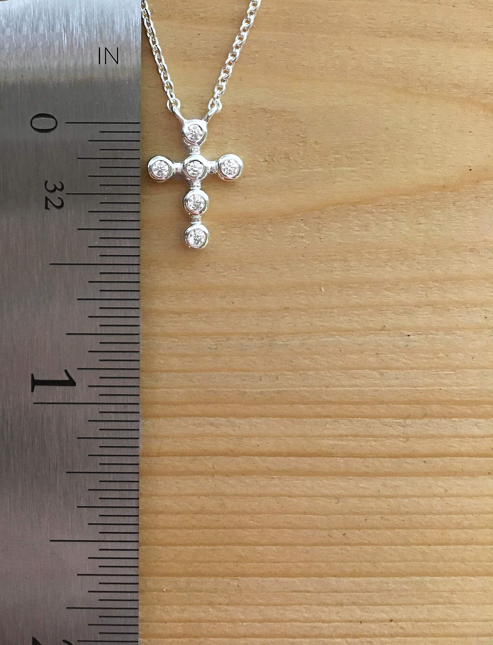 EFYTAL Small Cross Necklace for Women, Sterling Silver Dainty CZ Cross Necklace for Women, First Communion Gifts, Confirmation Gifts for Teen