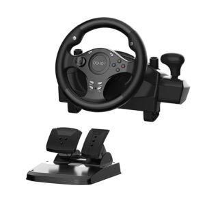 doyo gaming racing wheel, steering wheel for pc, 270 degree driving force sim game steering wheel with responsive gear and pedals for pc/ps3/ps4/xbox one/xbox 360/nintendo switch/android