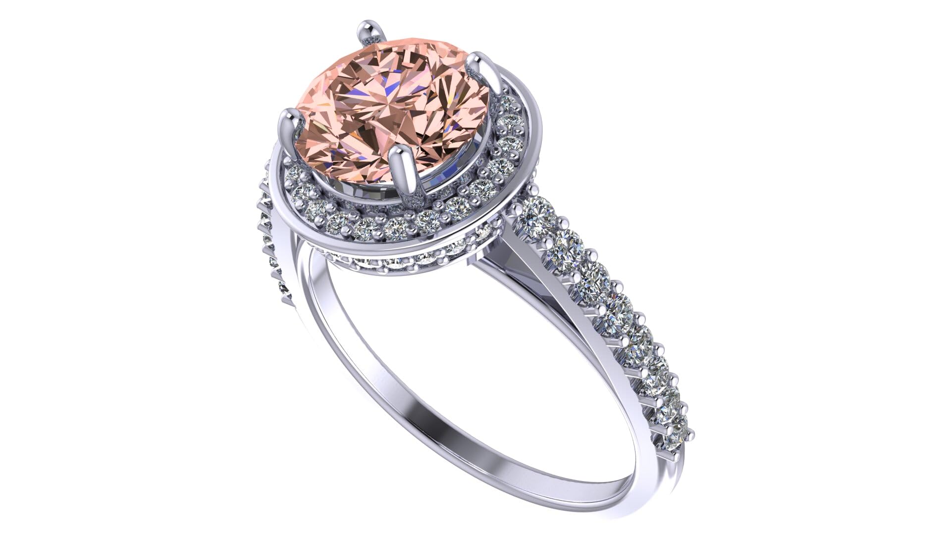 NANA Jewels 2ct Pure Brilliance Zirconia Halo Engagement Ring-Round Cut-Morganite-6