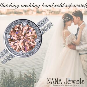 NANA Jewels 2ct Pure Brilliance Zirconia Halo Engagement Ring-Round Cut-Morganite-6